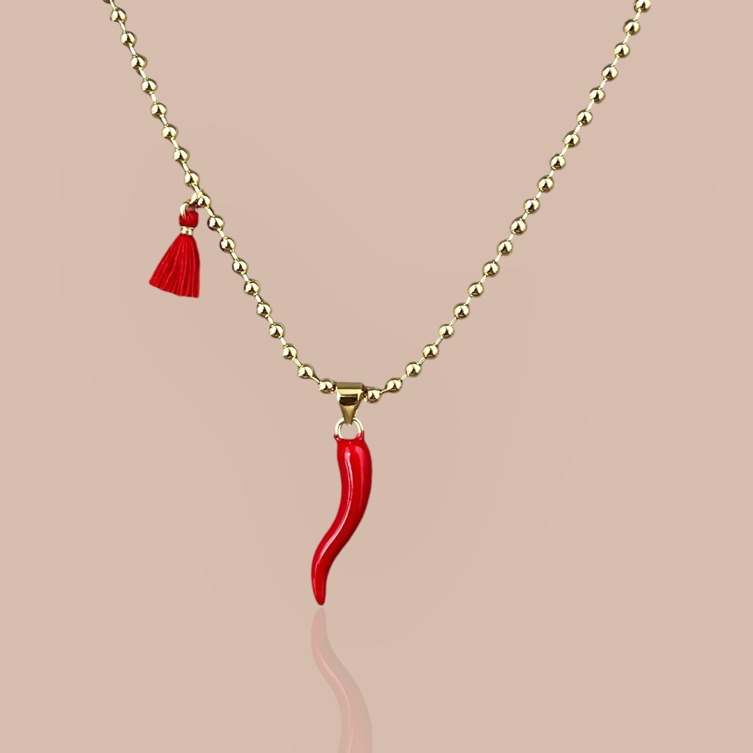 Italian Horn Red Chili Pepper Pendant Necklace Lucky Charm - Etsy