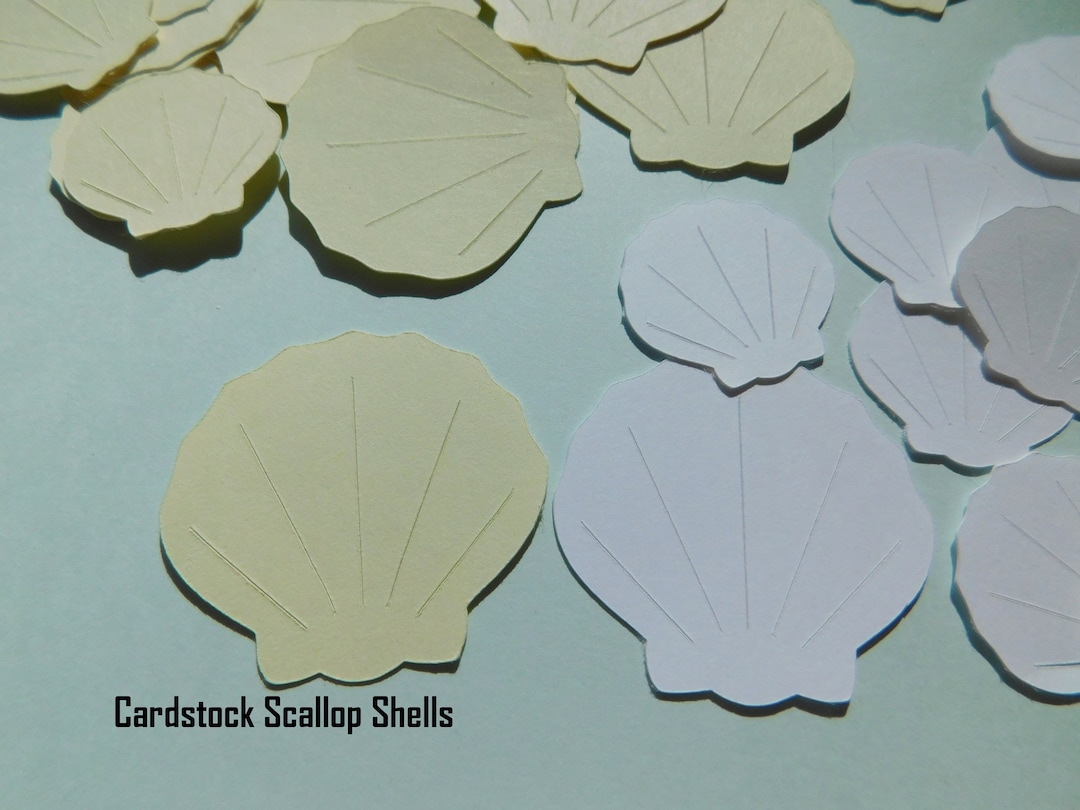 Scallop Shell Die Cuts, Cardstock Shell Cutouts, Paper Shell Die Cuts ...
