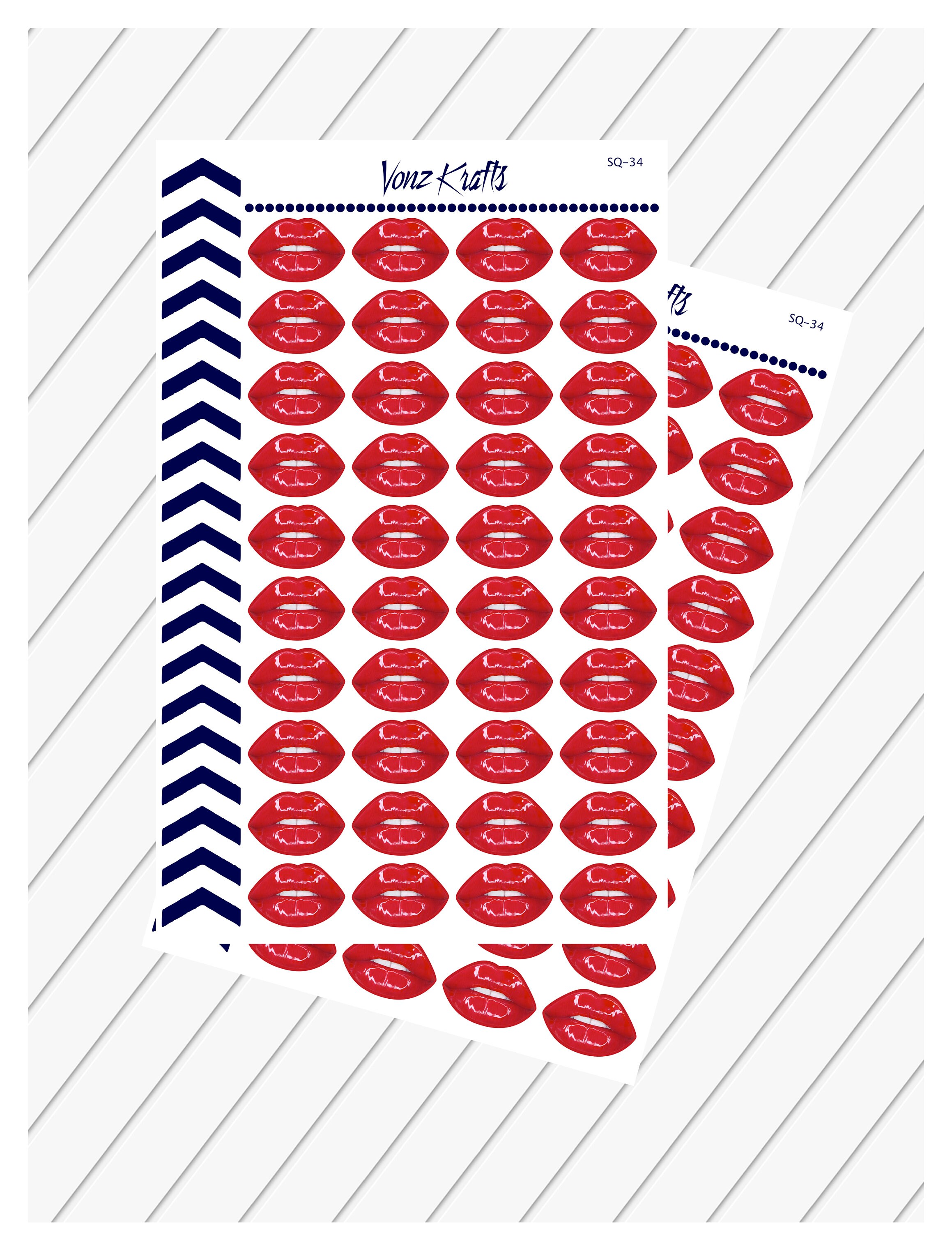 40 Red Lips Stickers Planner Stickers Envelope Seal Wedding | Etsy