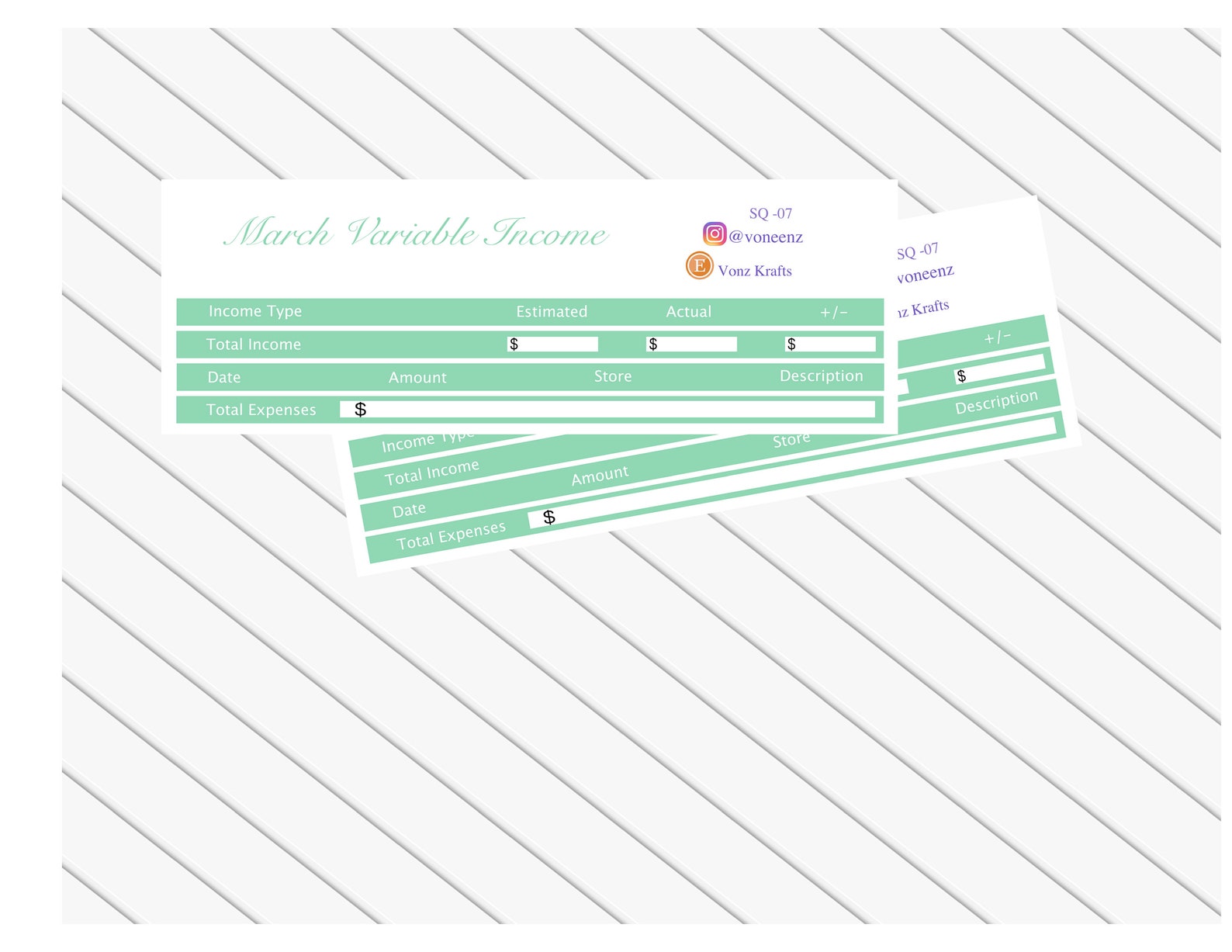 March Variable Income Variable Income Tracker EC Stickers | Etsy