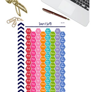 College Hexagon Stickers, Back to School Stickers, Academic Tracker ...