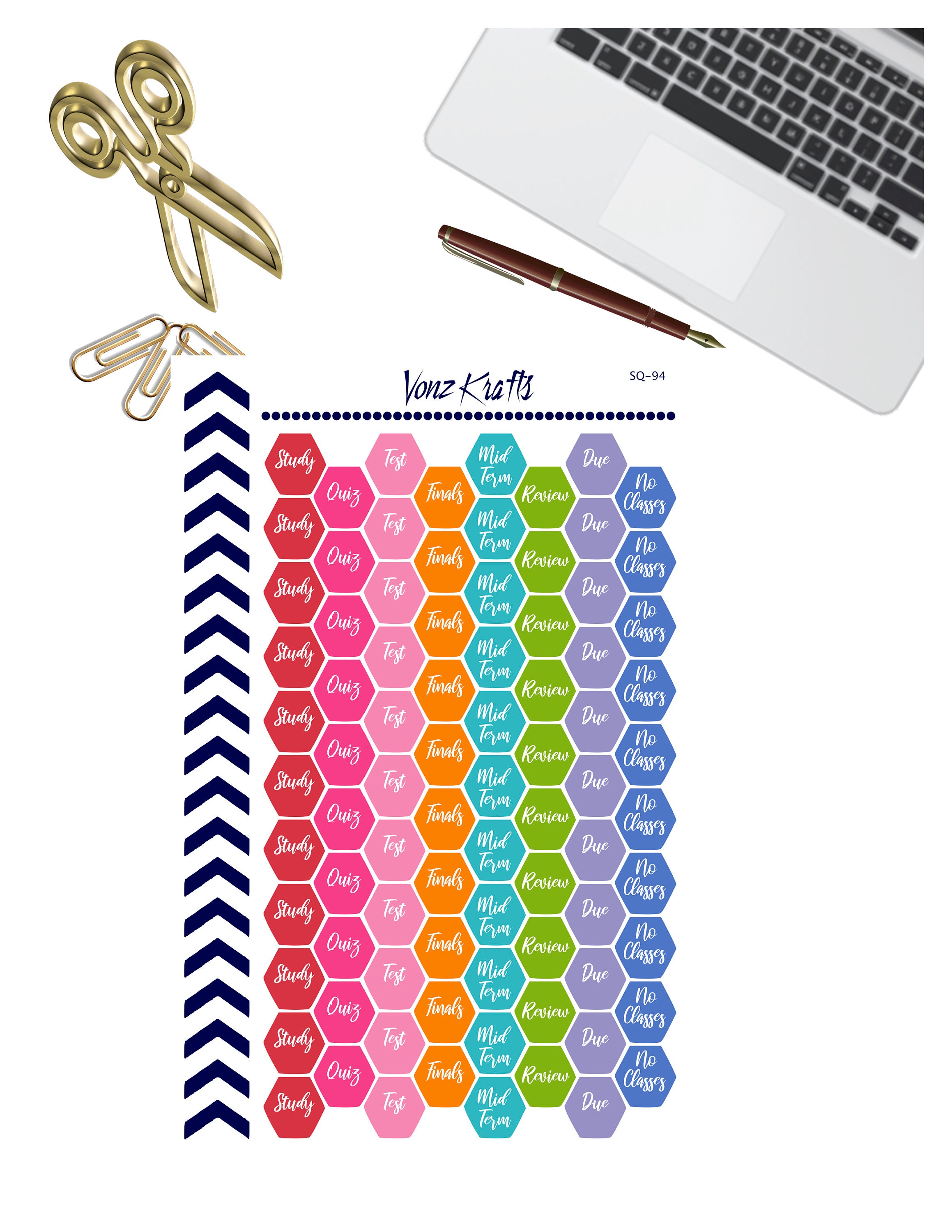 College Hexagon Stickers Back to School Stickers Academic | Etsy