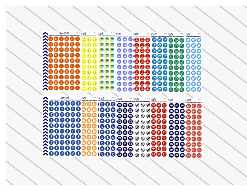 Social Media Stickers For Planner Functional Planner | Etsy