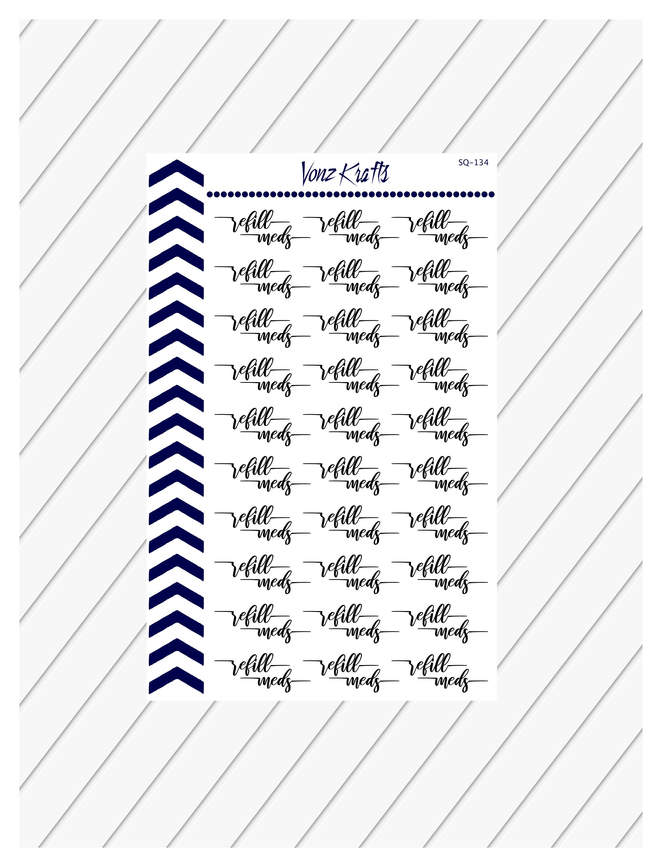 Refill Meds Script Stickers Prescription Planner Stickers - Etsy