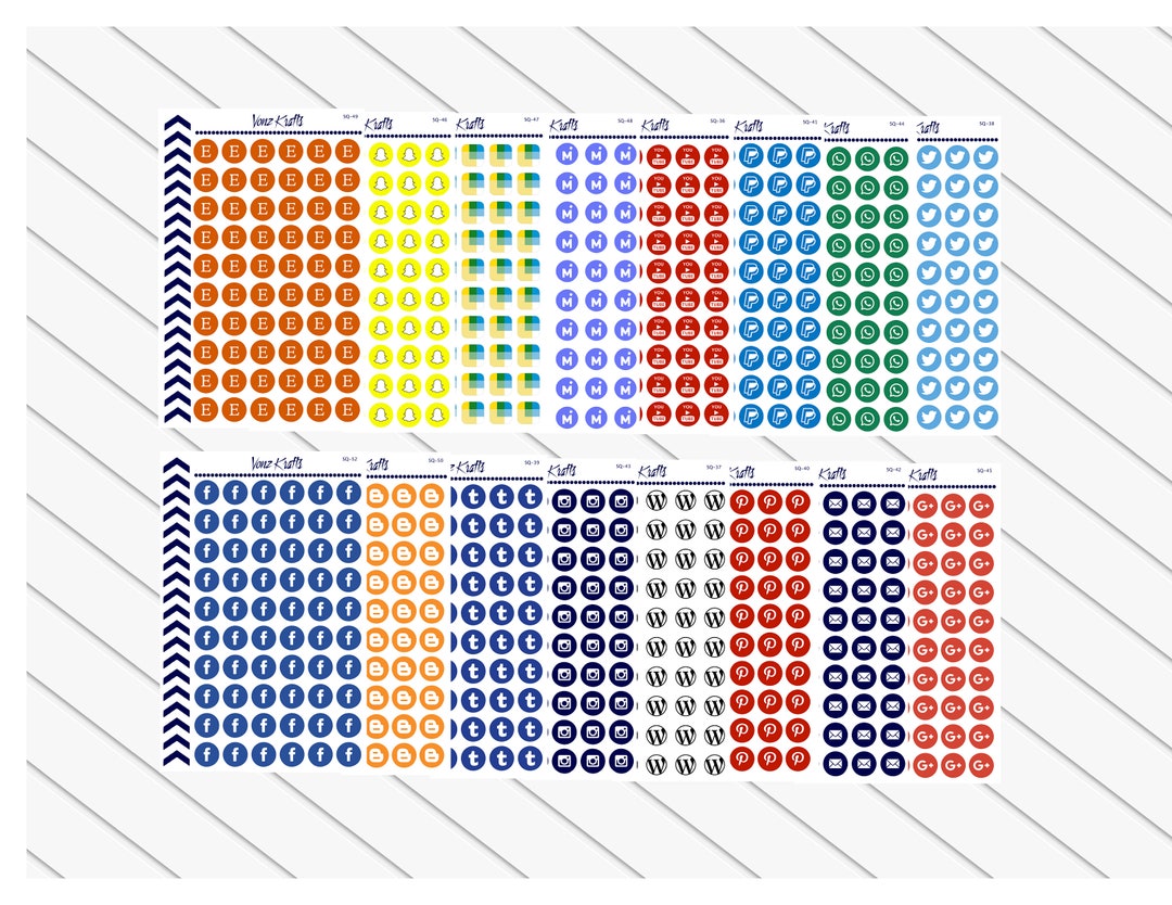 Social Media Stickers for Planner, Functional Planner Stickers ...