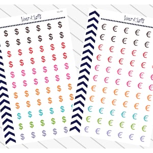 Money Sign Planner Stickers, Euro Sign Stickers, Payday Planner ...