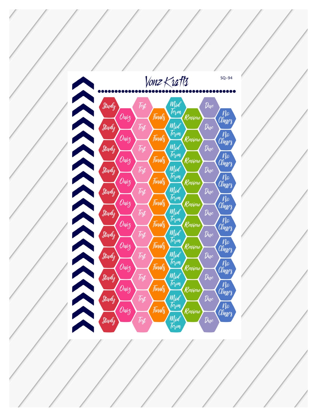 College Hexagon Stickers, Back to School Stickers, Academic Tracker ...