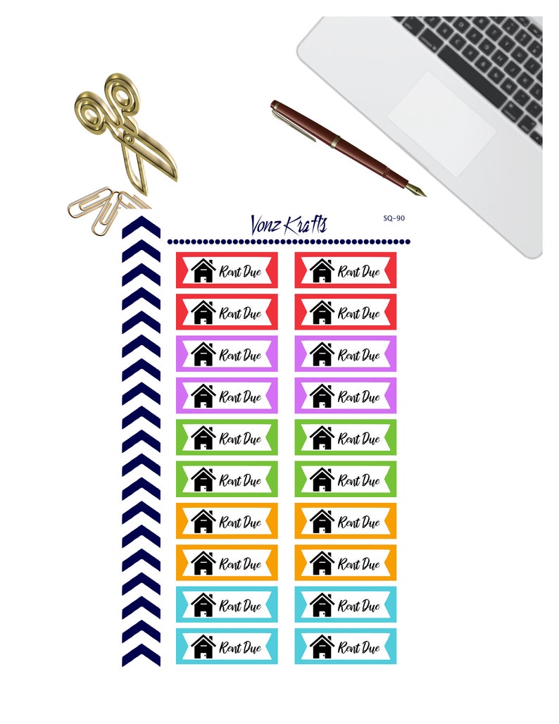 Rent Due Planner Stickers Rent Reminder Stickers Pay Bill - Etsy