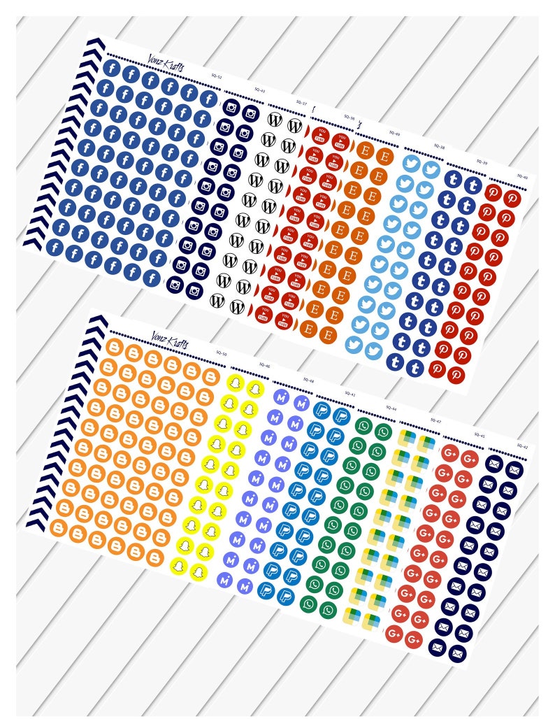Social Media Stickers For Planner Functional Planner | Etsy