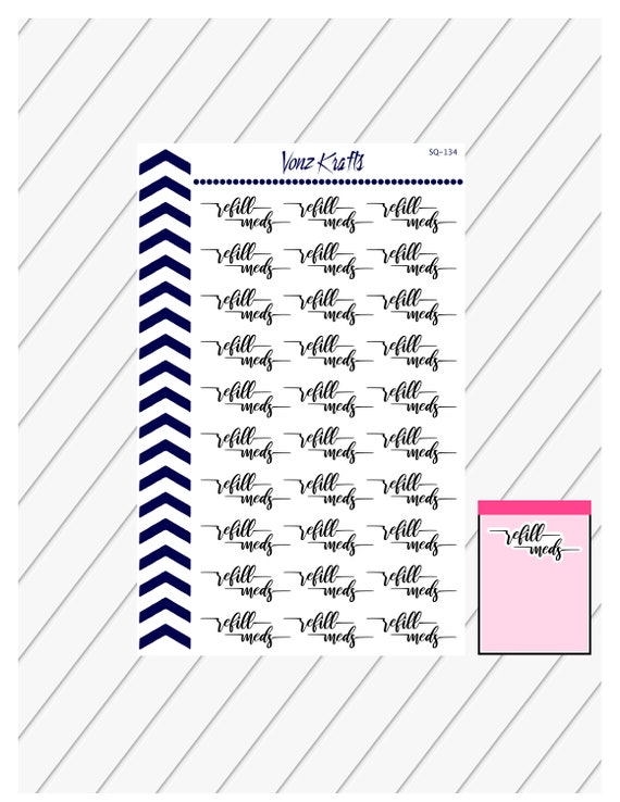 Refill Meds Script Stickers Prescription Planner Stickers | Etsy