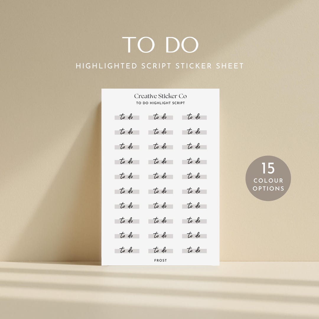 To Do Highlighted Script Planner Stickers - Etsy