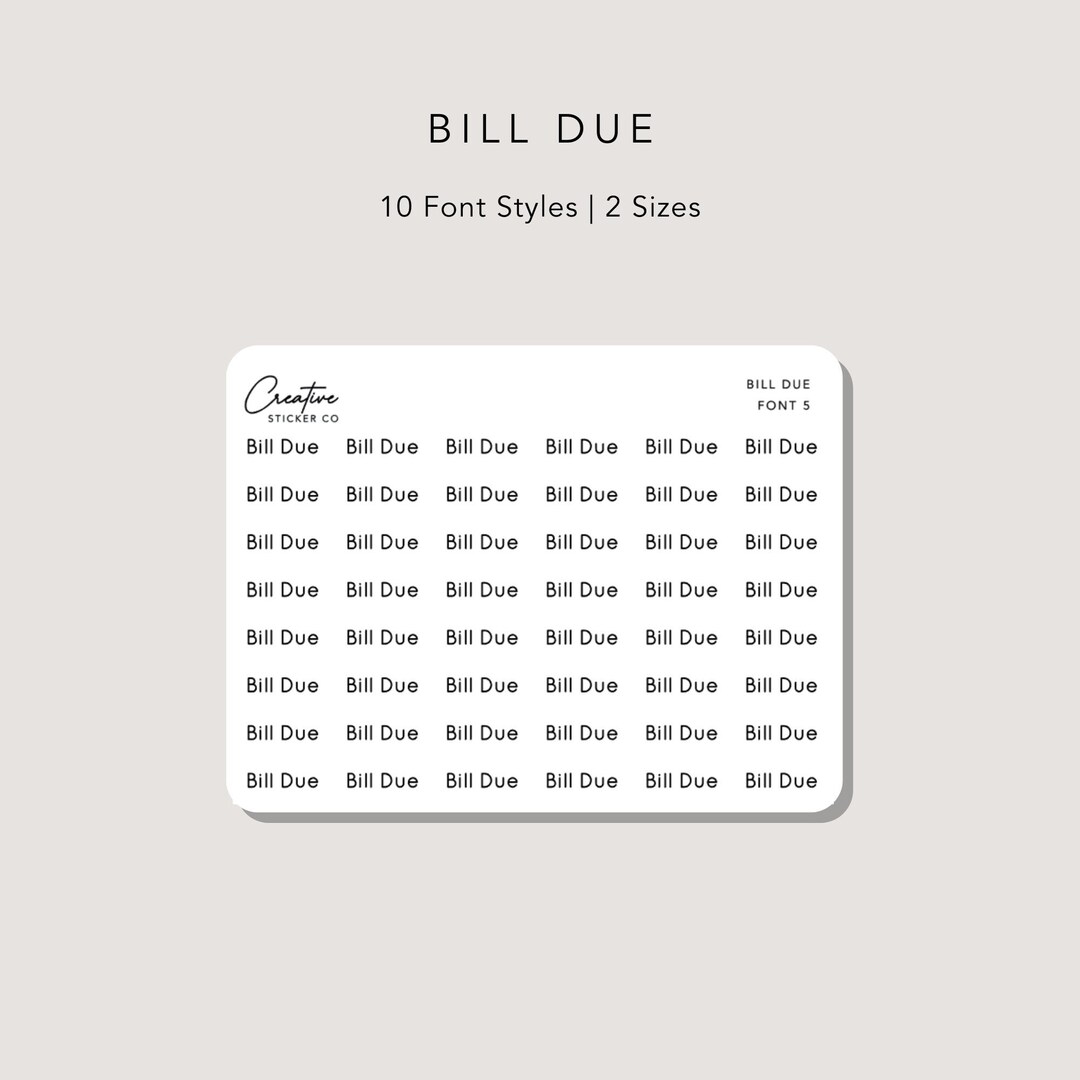 Bill Due Script Planner Sticker Sheet - Etsy Singapore