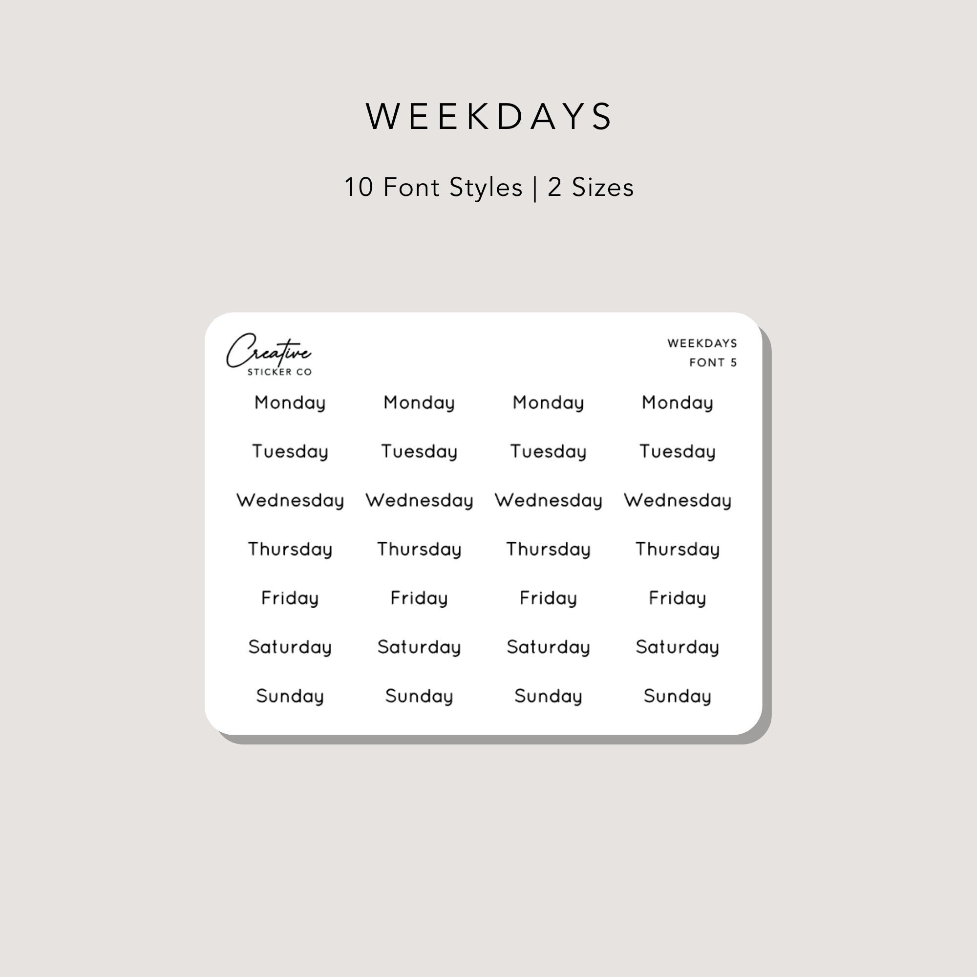 Feuille dautocollants du planificateur de script en semaine - Etsy France