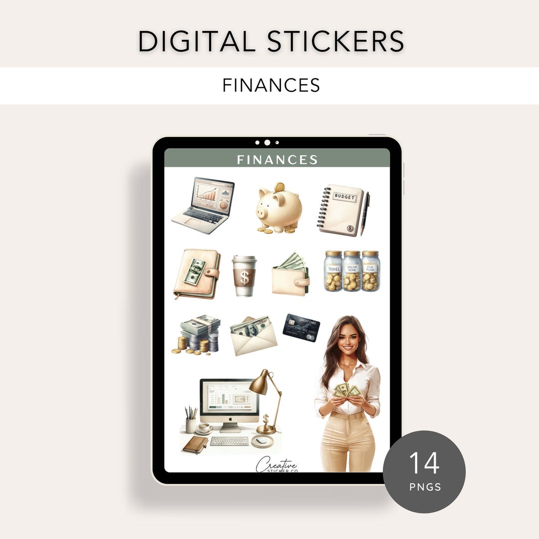 Finances Digital Sticker Set - Aesthetic Money Budget Digital Stickers ...