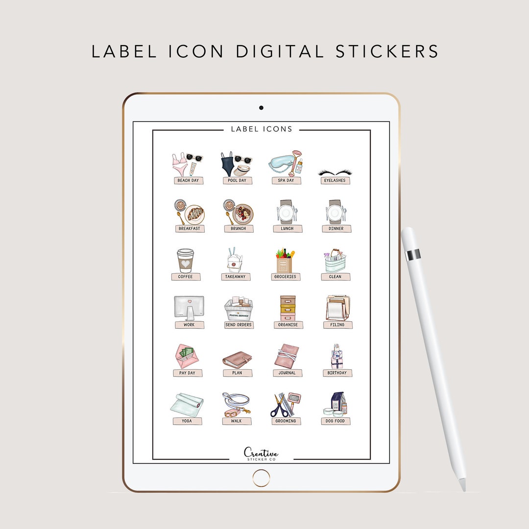 Digital Planner Stickers | Label Icons | Sticker Book | Digital ...