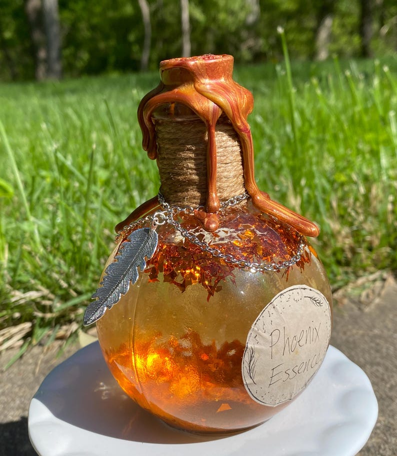 Phoenix Essence Potion Bottle - Fantasy Apothecary Bookshelf Decor - Etsy