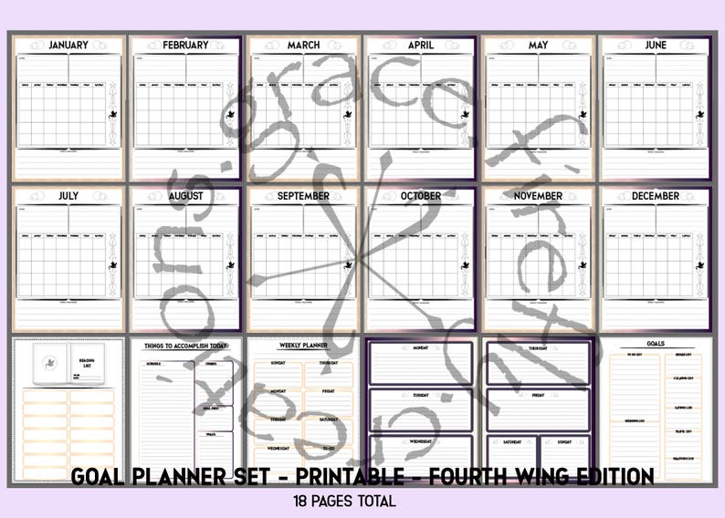 Goal Planner Printable - Fourth Wing Edition - Etsy