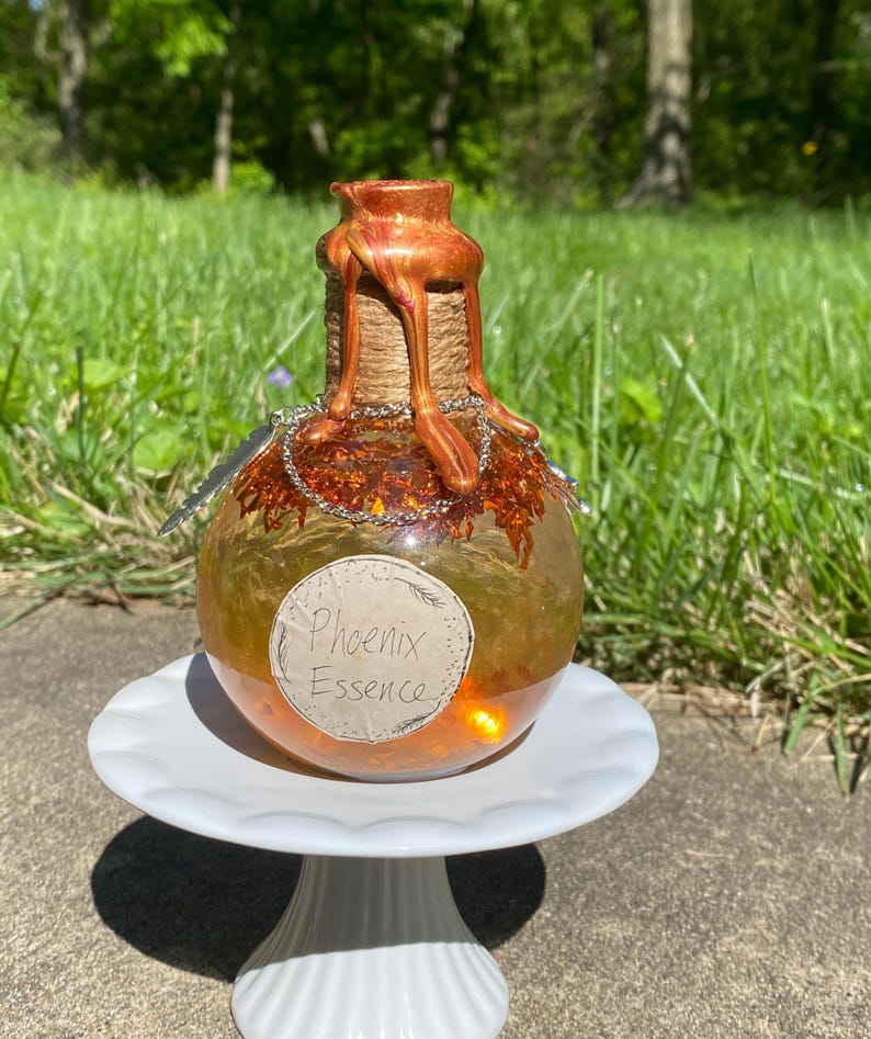 Phoenix Essence Potion Bottle - Fantasy Apothecary Bookshelf Decor - Etsy