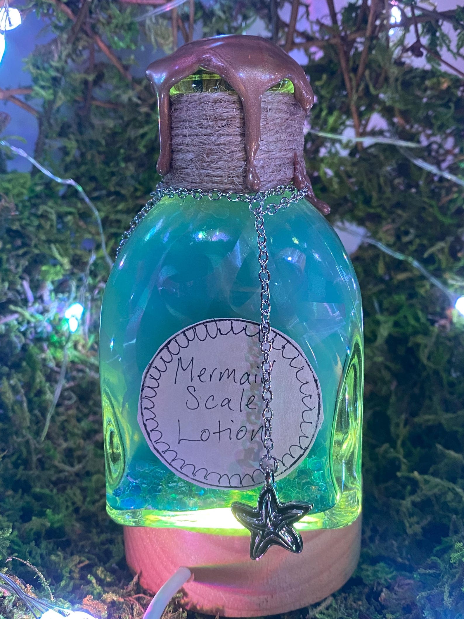 Mermaid Scale Lotion Potion Bottle - Fantasy Apothecary Bookshelf Decor ...