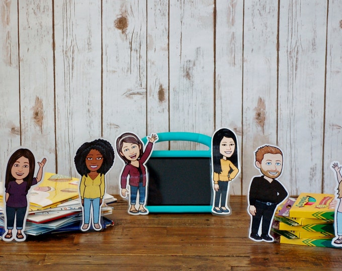 Flat Teacher Cutouts: Bitmoji Printout, Student Gift, Distance Learning ...
