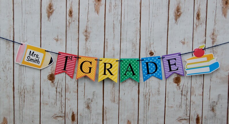 Teacher Name and Grade Banner: Customize It With Your Grade - Etsy