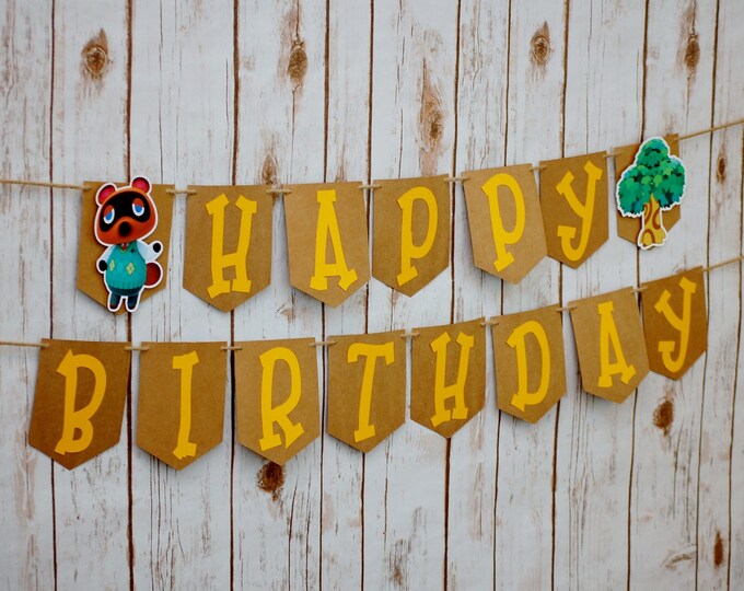 Animal Crossing Birthday Banner: Personalized ACNH Party Supplies ...