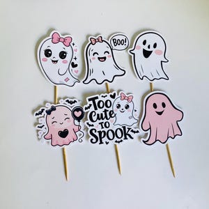 Cute Haunted House Cake Topper: With Girl Ghost, Pink Halloween, Spooky ...