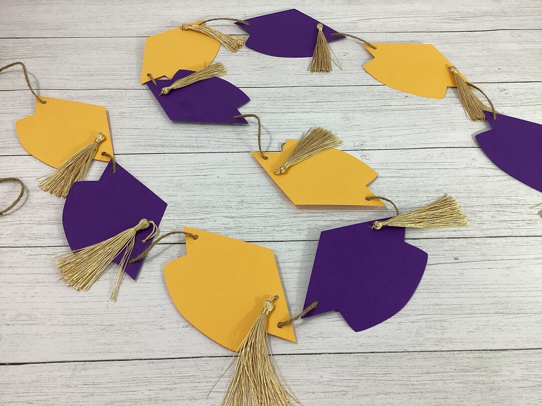 Graduation Cap Garland Your School Colors Graduation Decor - Etsy
