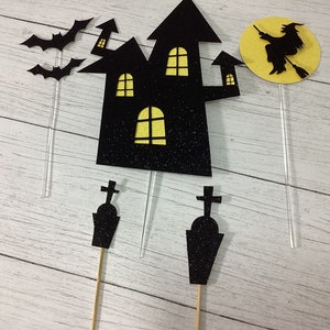Haunted House Cake Topper: Spooky House, Witch, Full Moon, Custom Cake ...
