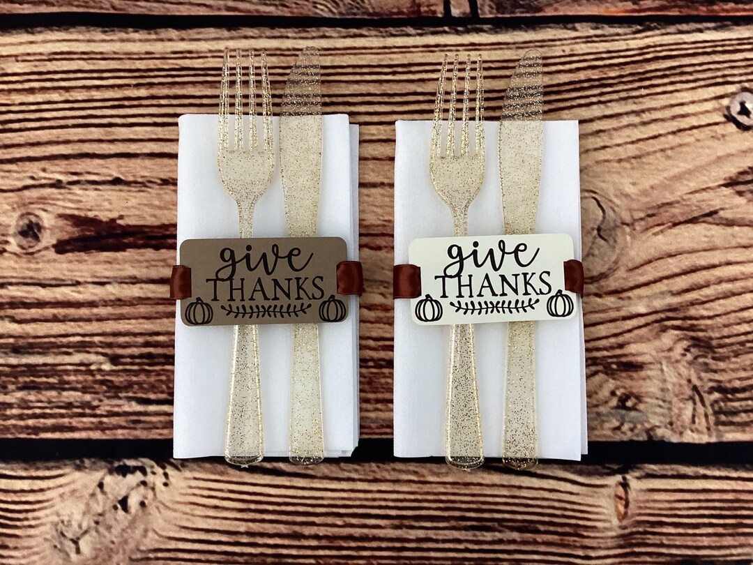 Set of 12 Give Thanks Napkin Place Card Set: Rectangular - Etsy