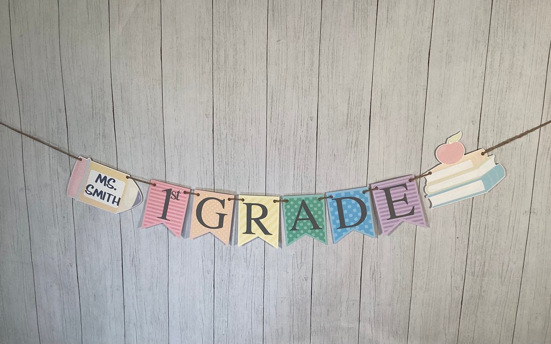 Pastel Teacher Name and Grade Banner: Customize It With Your Grade ...