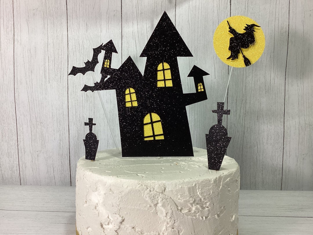 Haunted House Cake Topper: Spooky House, Witch, Full Moon, Custom Cake ...