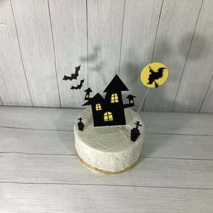 Haunted House Cake Topper: Spooky House, Witch, Full Moon, Custom Cake ...