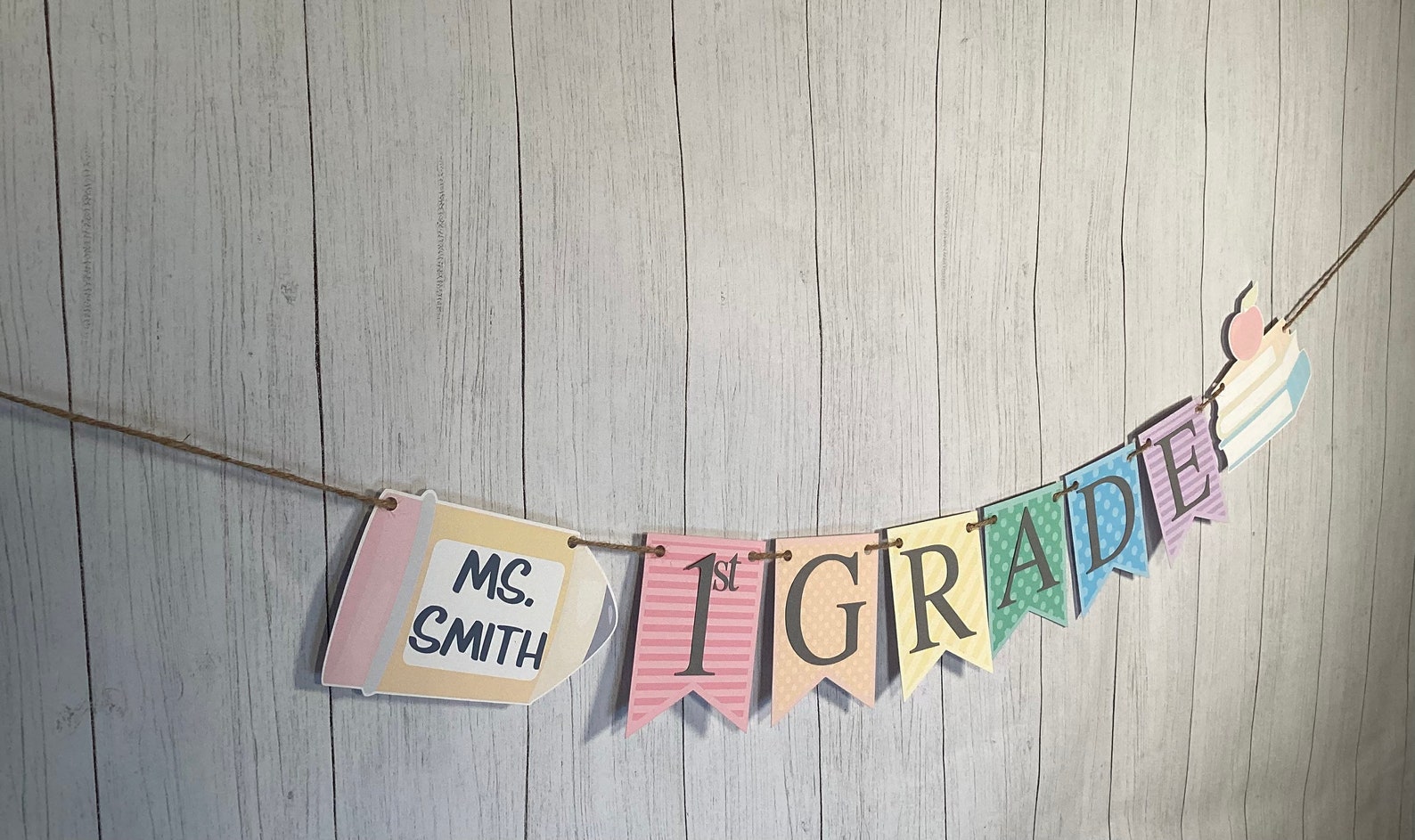 Pastel Teacher Name and Grade Banner: Customize It With Your - Etsy
