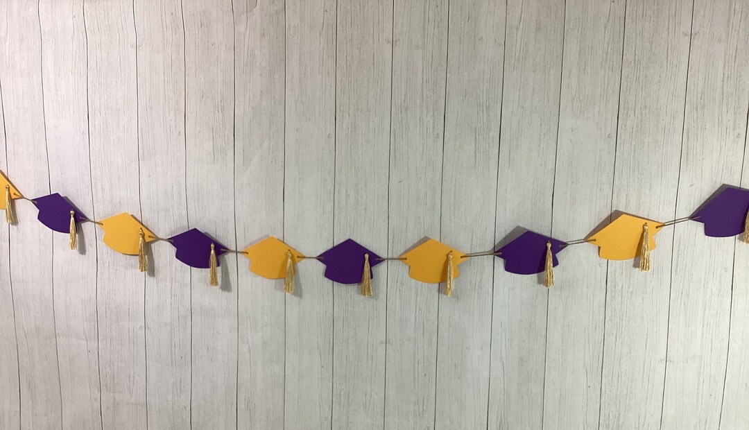 Graduation Cap Garland, Your School Colors, Graduation Decor ...