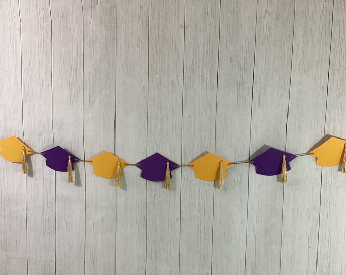 Graduation Cap Garland, Your School Colors, Graduation Decor ...