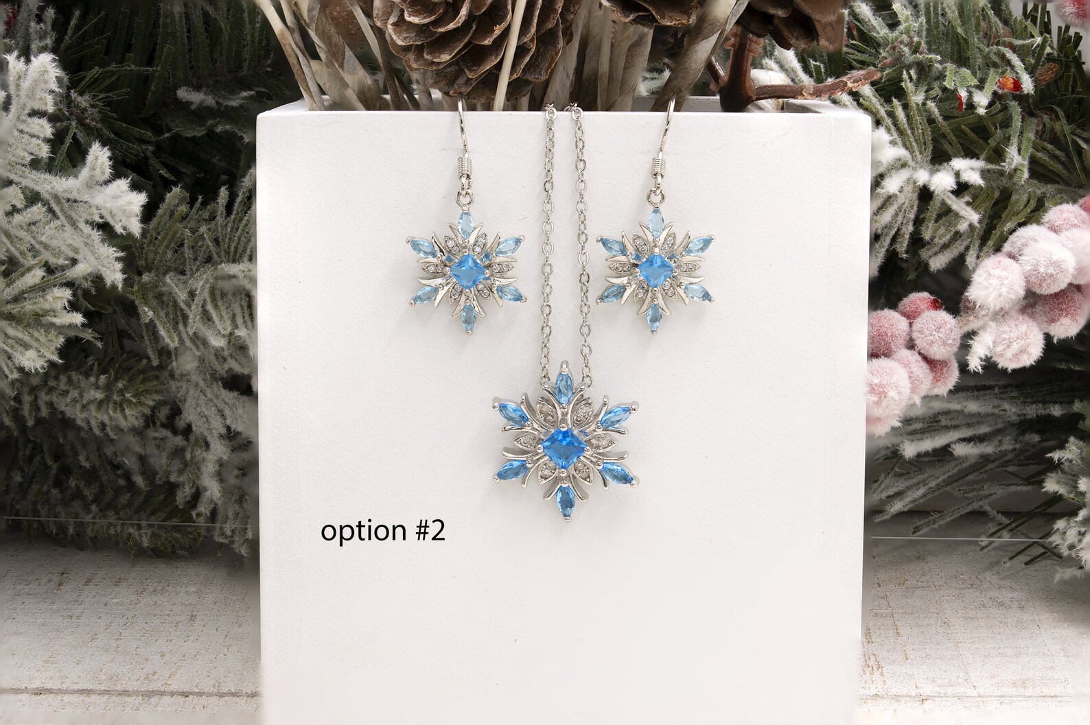 Sparkling Silver and Blue Crystal Snowflake Necklace, Dainty Snowflake ...