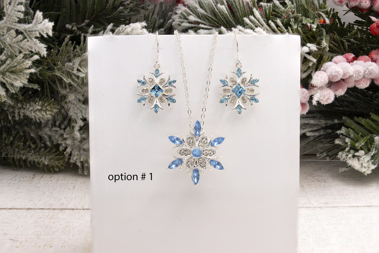 Sparkling Silver and Blue Crystal Snowflake Necklace, Dainty Snowflake ...