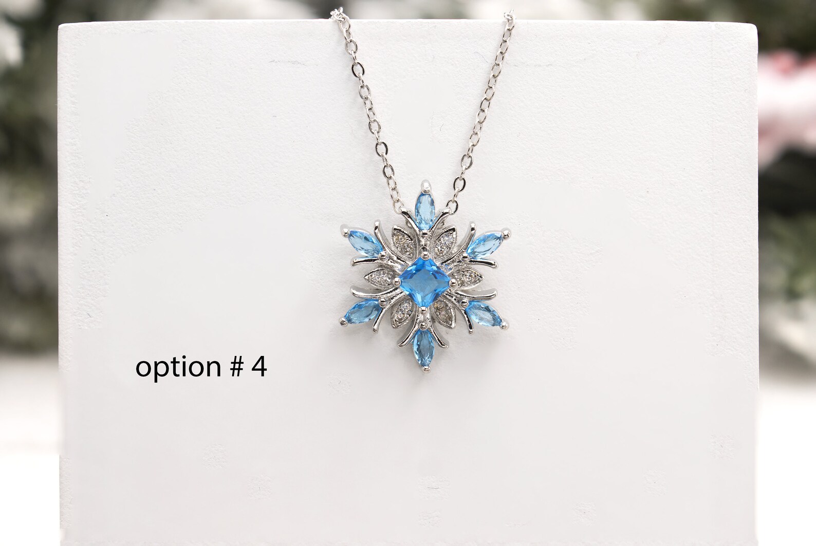Sparkling Silver and Blue Crystal Snowflake Necklace, Dainty Snowflake ...