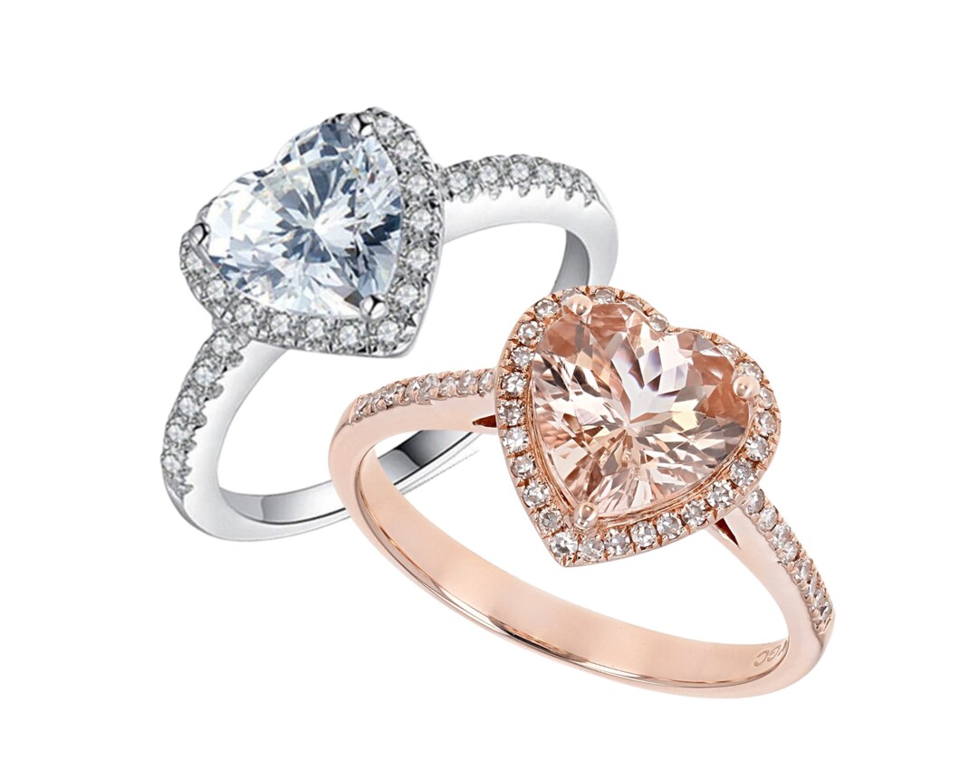 Heart Ring, Gold Heart Ring, Silver Heart Ring, Crystal Ring, Cubic ...