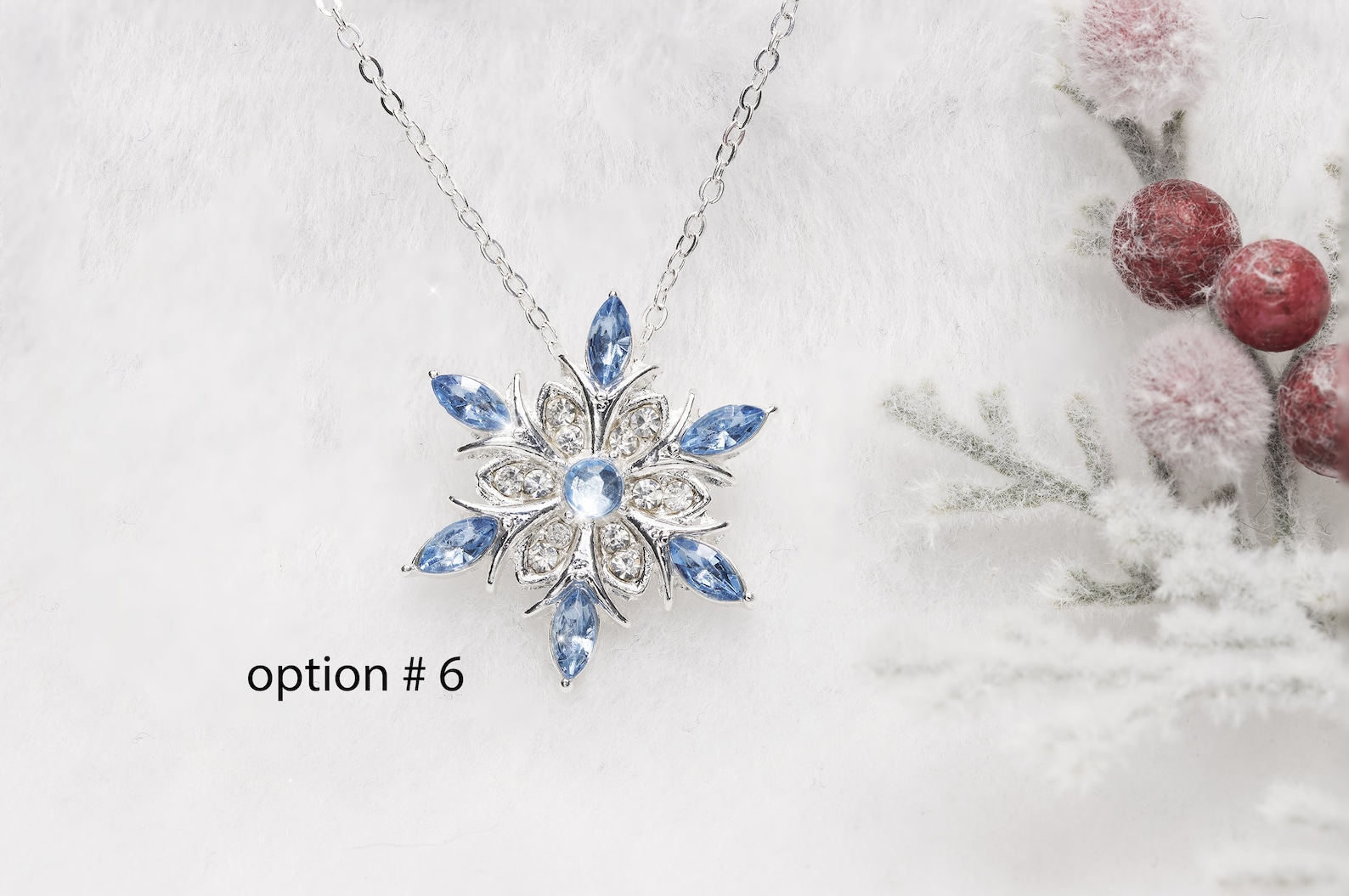 Sparkling Silver and Blue Crystal Snowflake Necklace, Dainty Snowflake ...