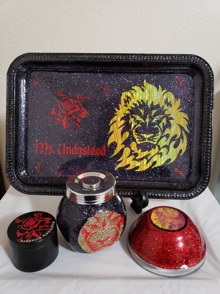 Lion of Judah Custom Weed Rolling Tray Set With Grinder - Etsy