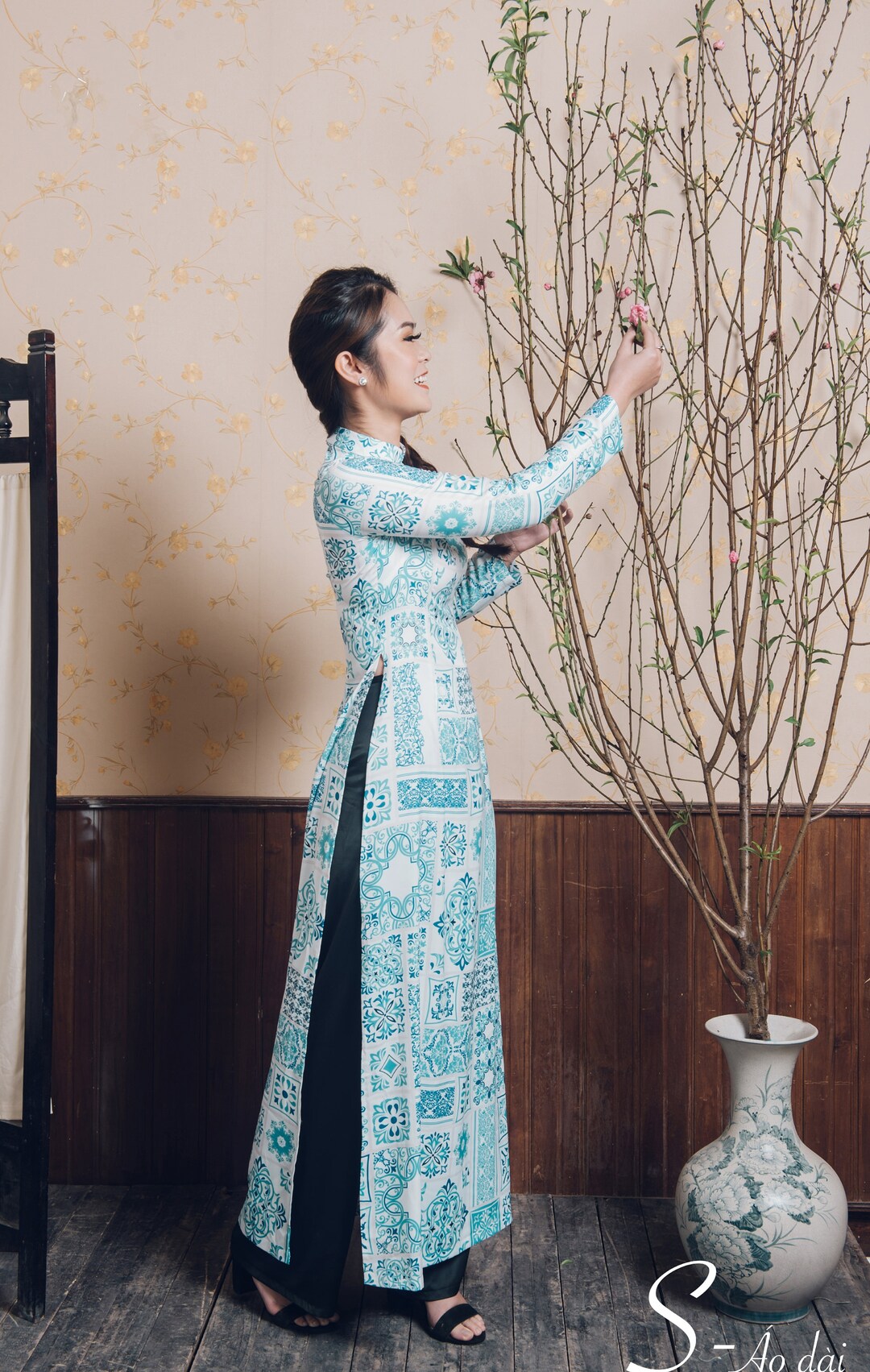 Vintage Tile Pattern on Ao Dai - Etsy