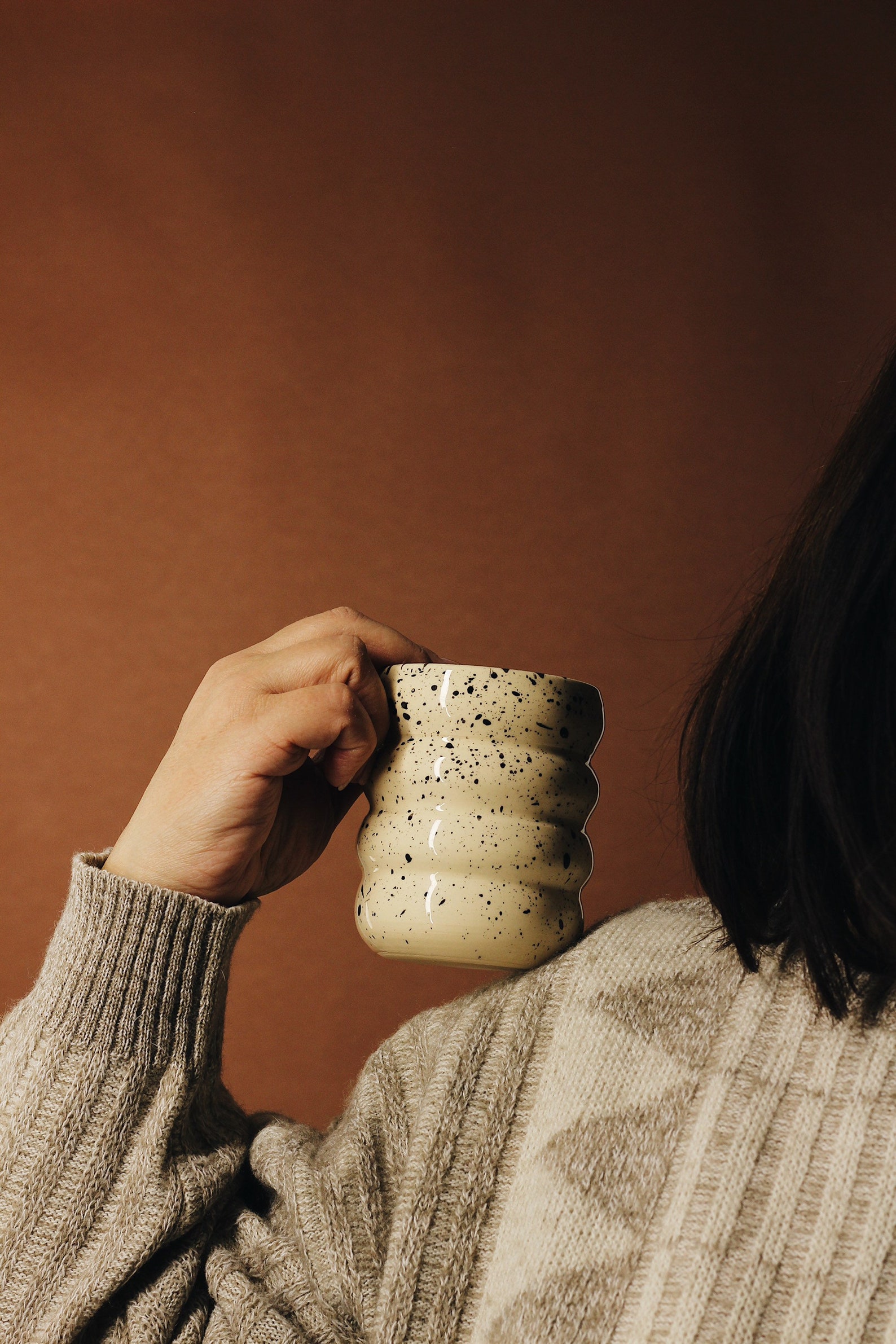 Wave Beige Coffee Mug Handmade Pottery Tea Cup Stylish | Etsy