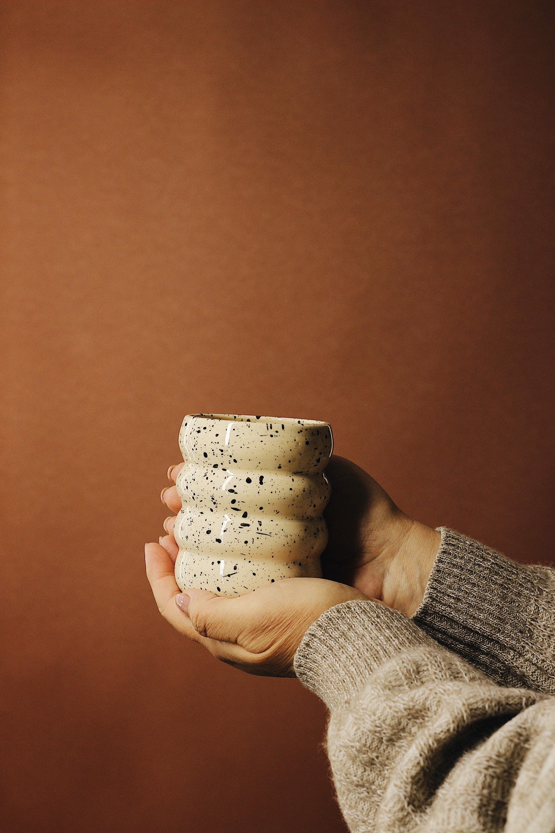 Wave Beige Coffee Mug Handmade Pottery Tea Cup Stylish | Etsy