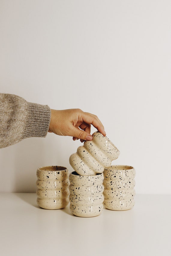 Wave Beige Coffee Mug Handmade Pottery Tea Cup Stylish | Etsy