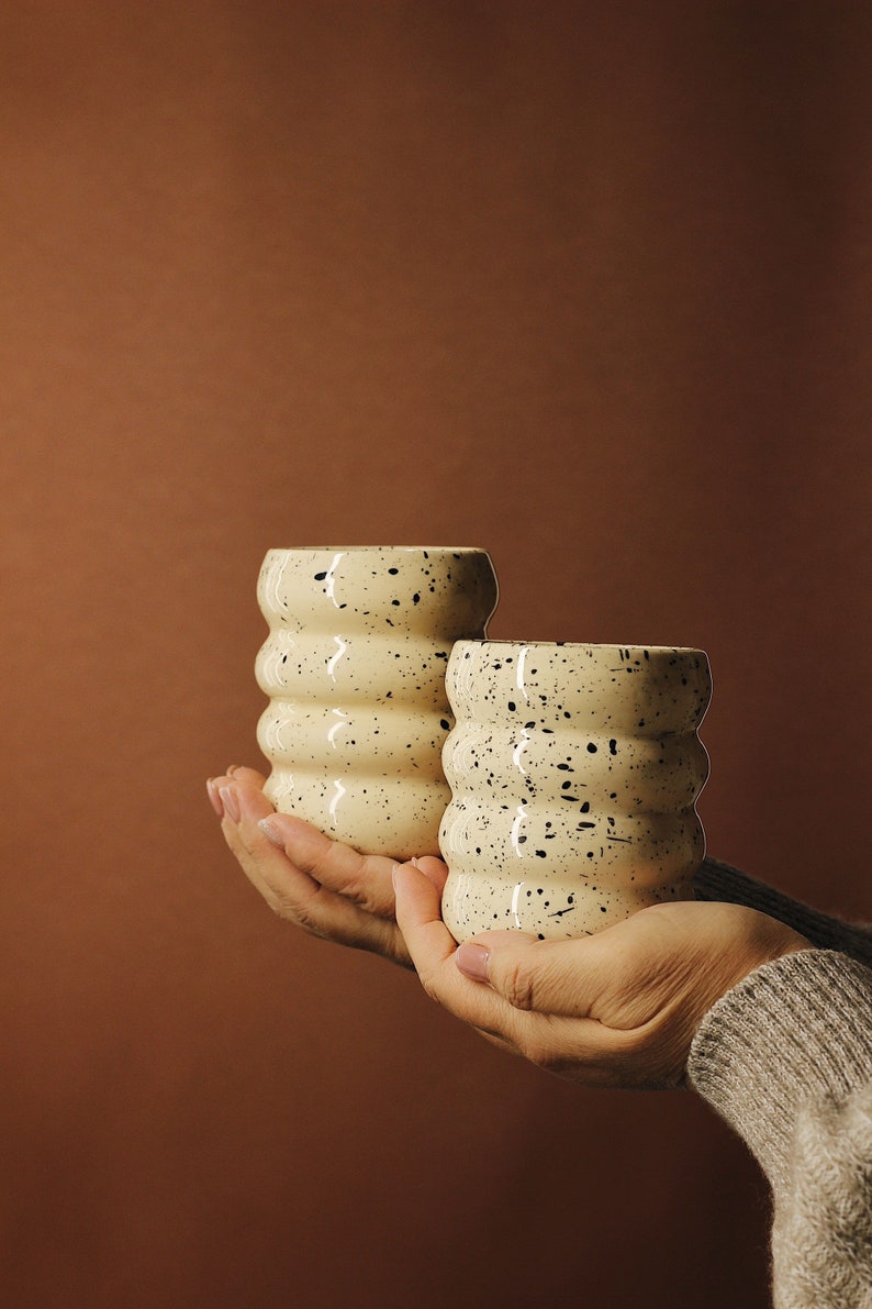 Wave Beige Coffee Mug Handmade Pottery Tea Cup Stylish | Etsy