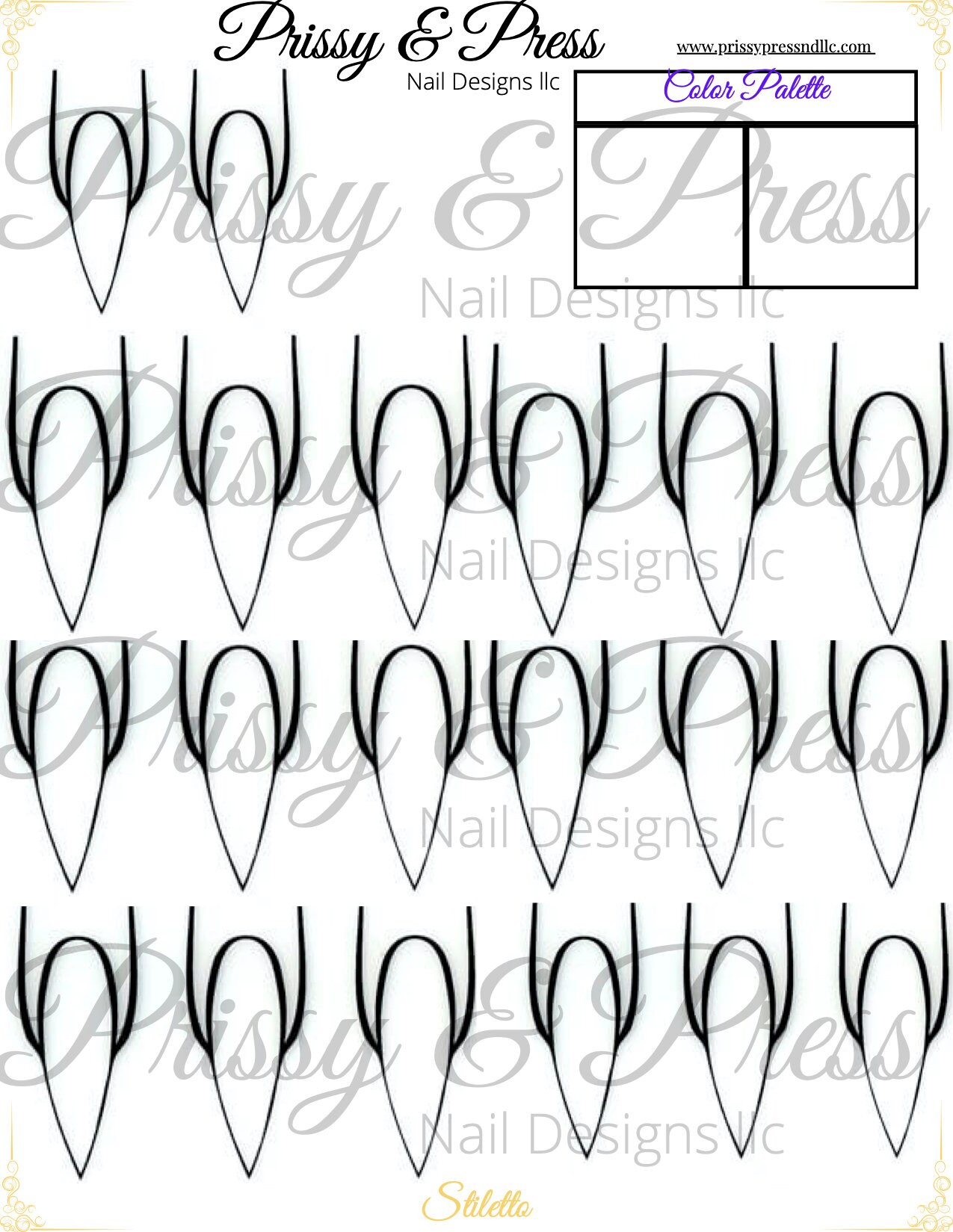 Printable Nail Design Template Square Almond Etsy