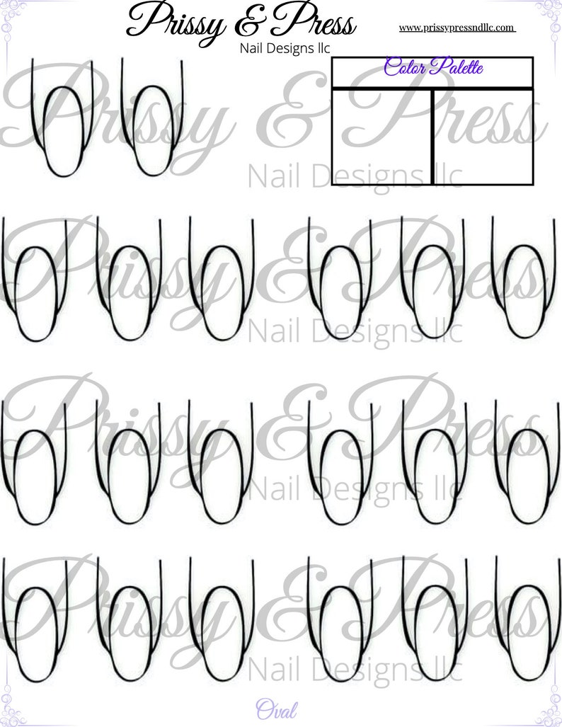 Printable Nail Design Template Square Almond Etsy