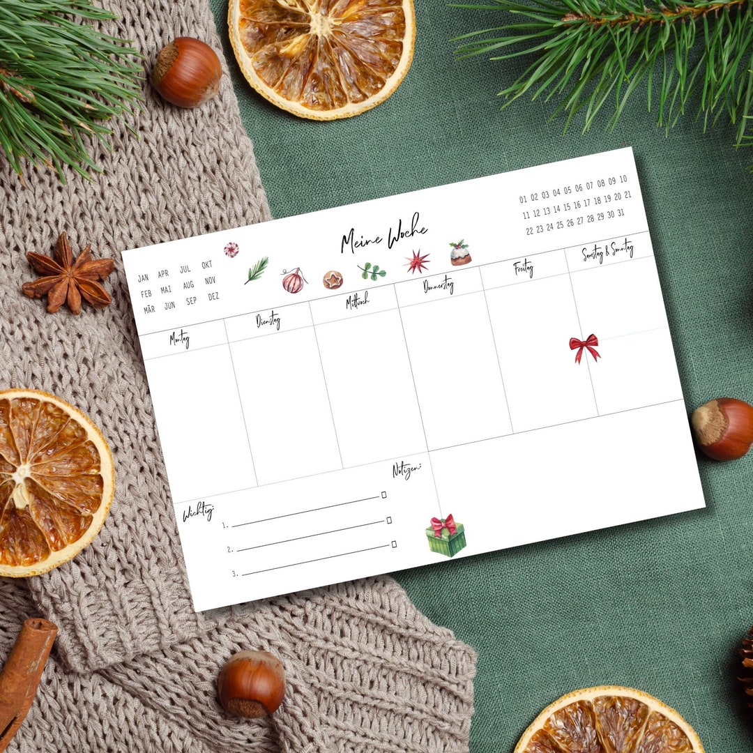 Advent Weekly Planner to Print Out and Digital German Across - Etsy
